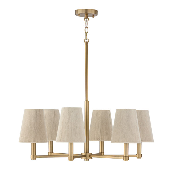 Capital Lighting 28" W 6-Light Chandelier in Matte Brass with Tapered ...