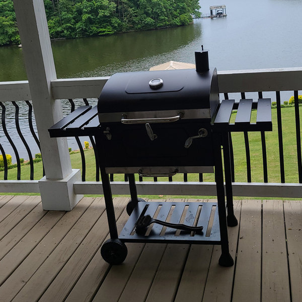 IDIABA 24-Inch Movable Charcoal Grill with Foldable Side Tables ...