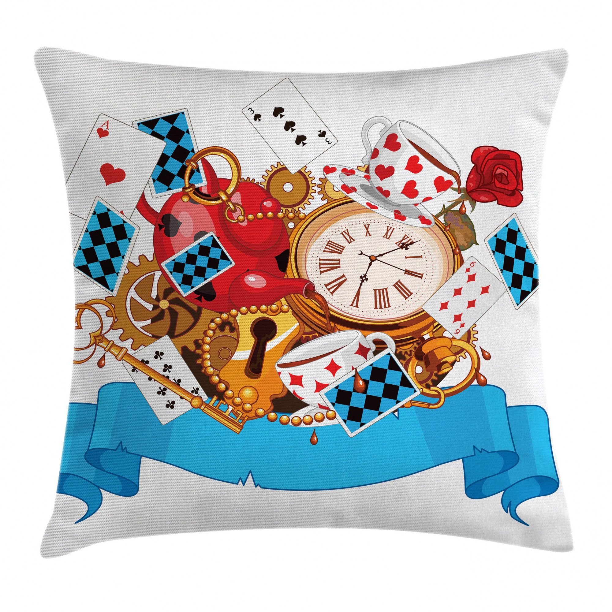 Ambesonne Alice In Wonderland Throw Pillow Cushion Cover, Mad Design Of ...