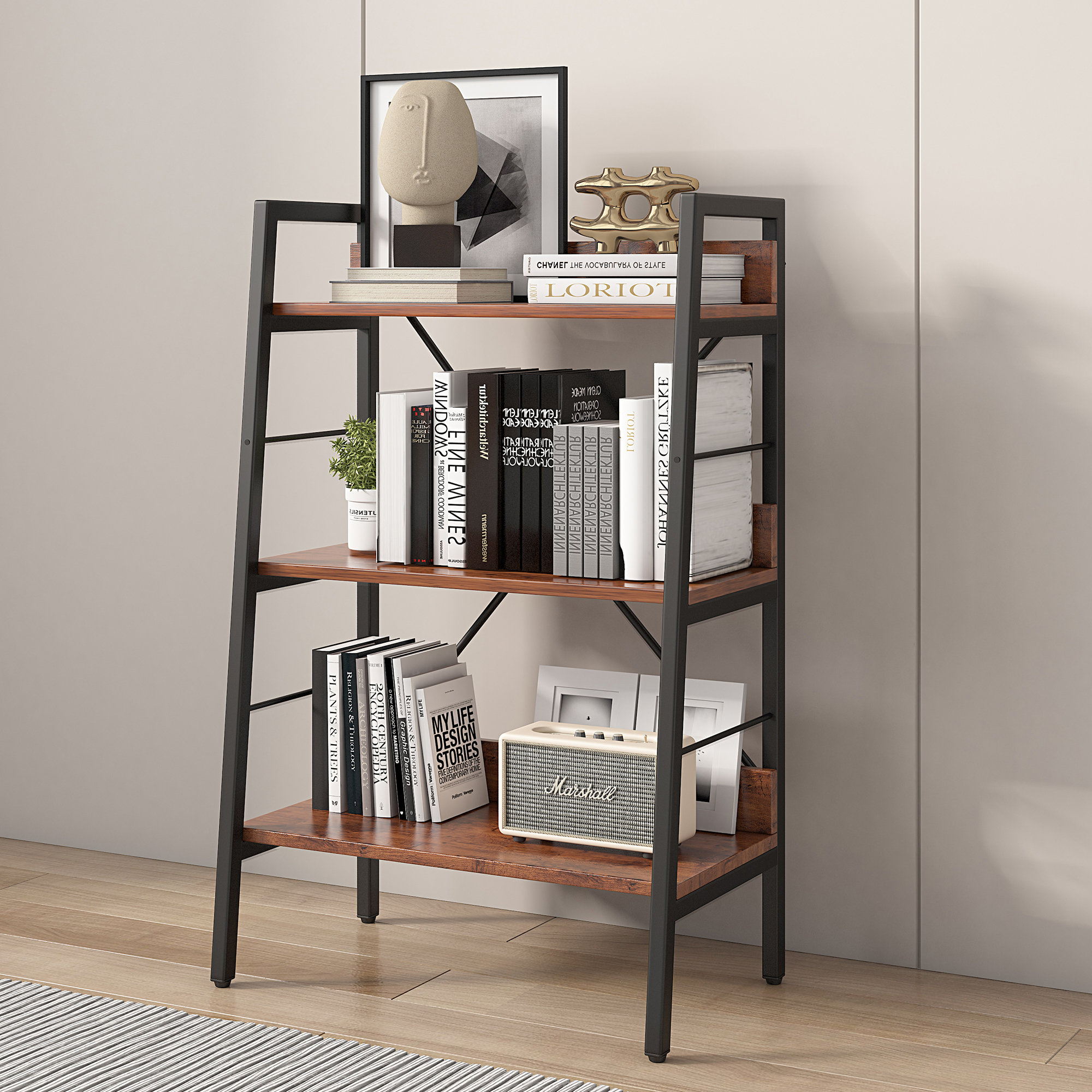 Ebern Designs 3 LAYER DISPLAY Bookshelf H Ladder Shelf Storage Shelves ...