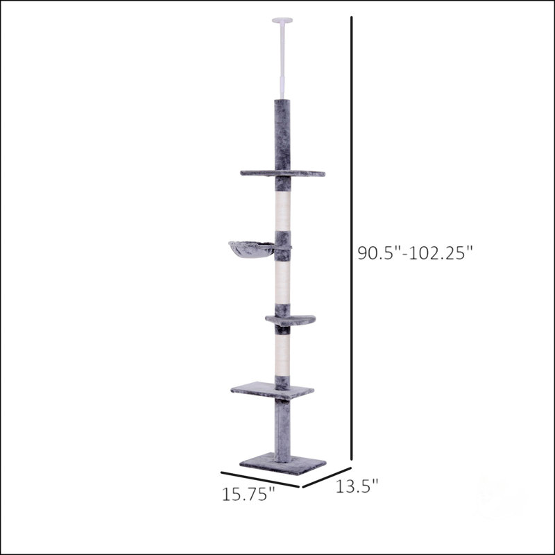 Tucker Murphy Pet™ Adjustable Height Floor-To-Ceiling Vertical Cat Tree ...