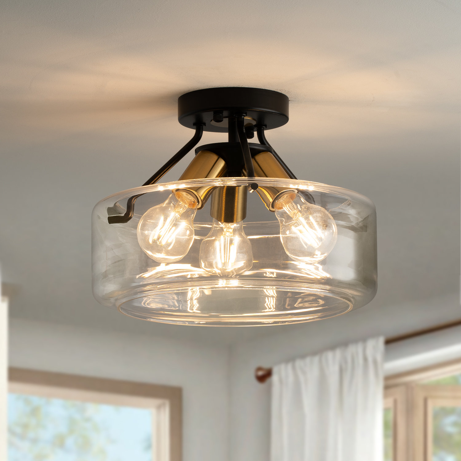 Mercer41 12" Glass Flush Mount Lighting & Reviews | Wayfair