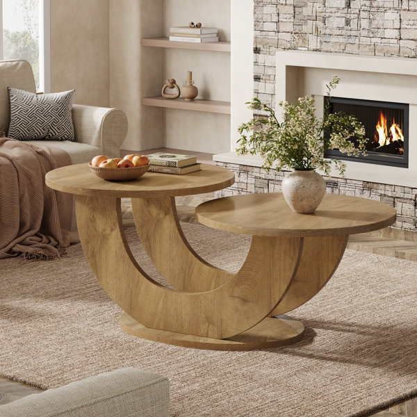 Ebern Designs 45" Round Coffee Table with Storage, Low Center Table for ...