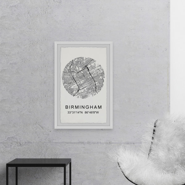 17 Stories Birmingham Circle Map Framed On Paper Print | Wayfair