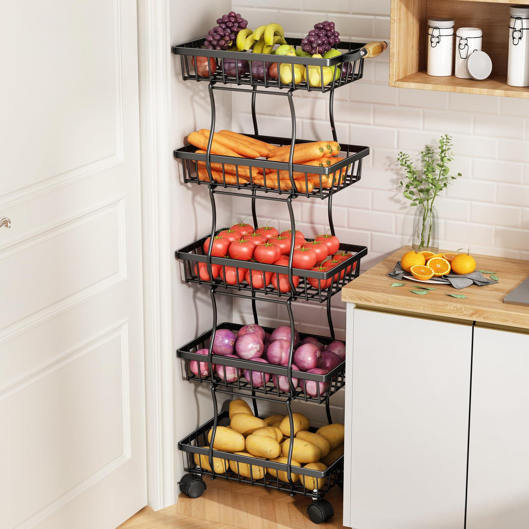 Mint Pantry® 5 Tier Fruit Basket For Kitchen, Stackable Fruit And ...