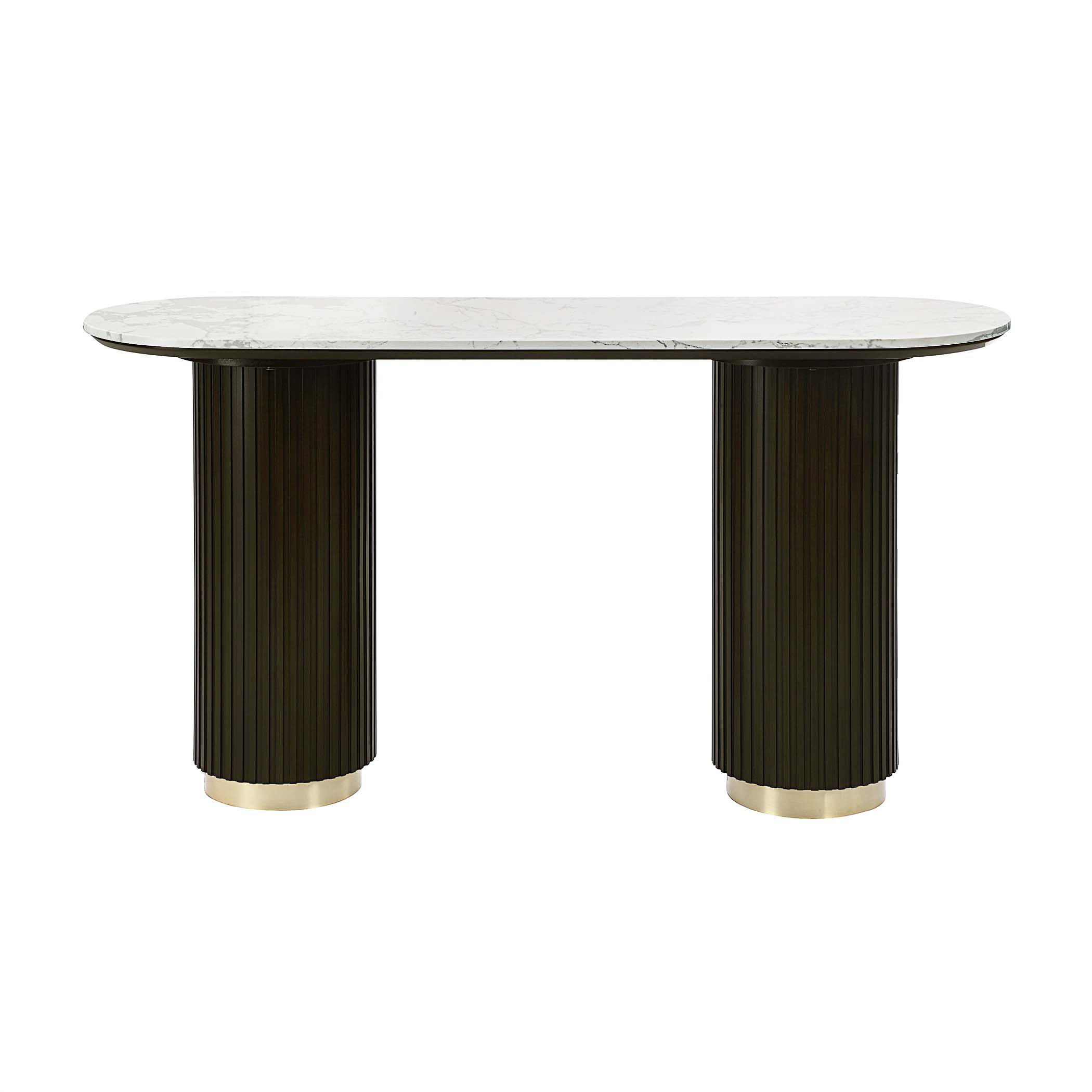 Red Barrel Studio® Manilla Ivory White Sofa Table With Marble Top | Wayfair