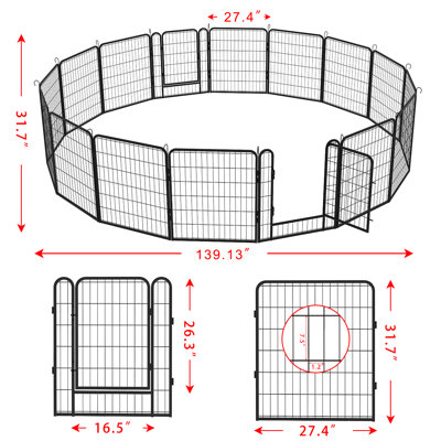 specool 31.7'' H 16 Panel Metal Exercise Pen With Door & Reviews | Wayfair