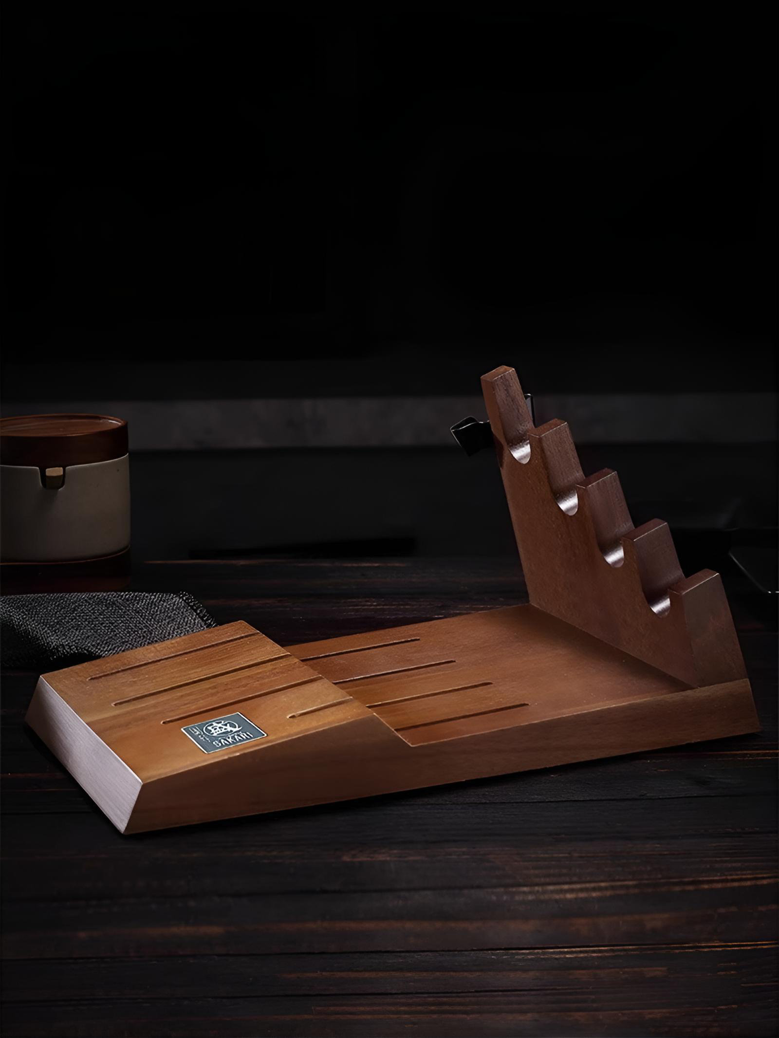 LIYONG Exquisite Ebony Wood Knife Rack: Durable, Moisture-Resistant ...