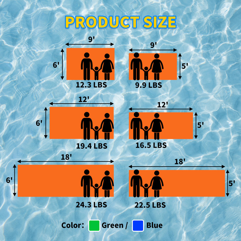 linor Floating, Water Mat, Extra Large Island, 3-Layer Tear-Resistant ...