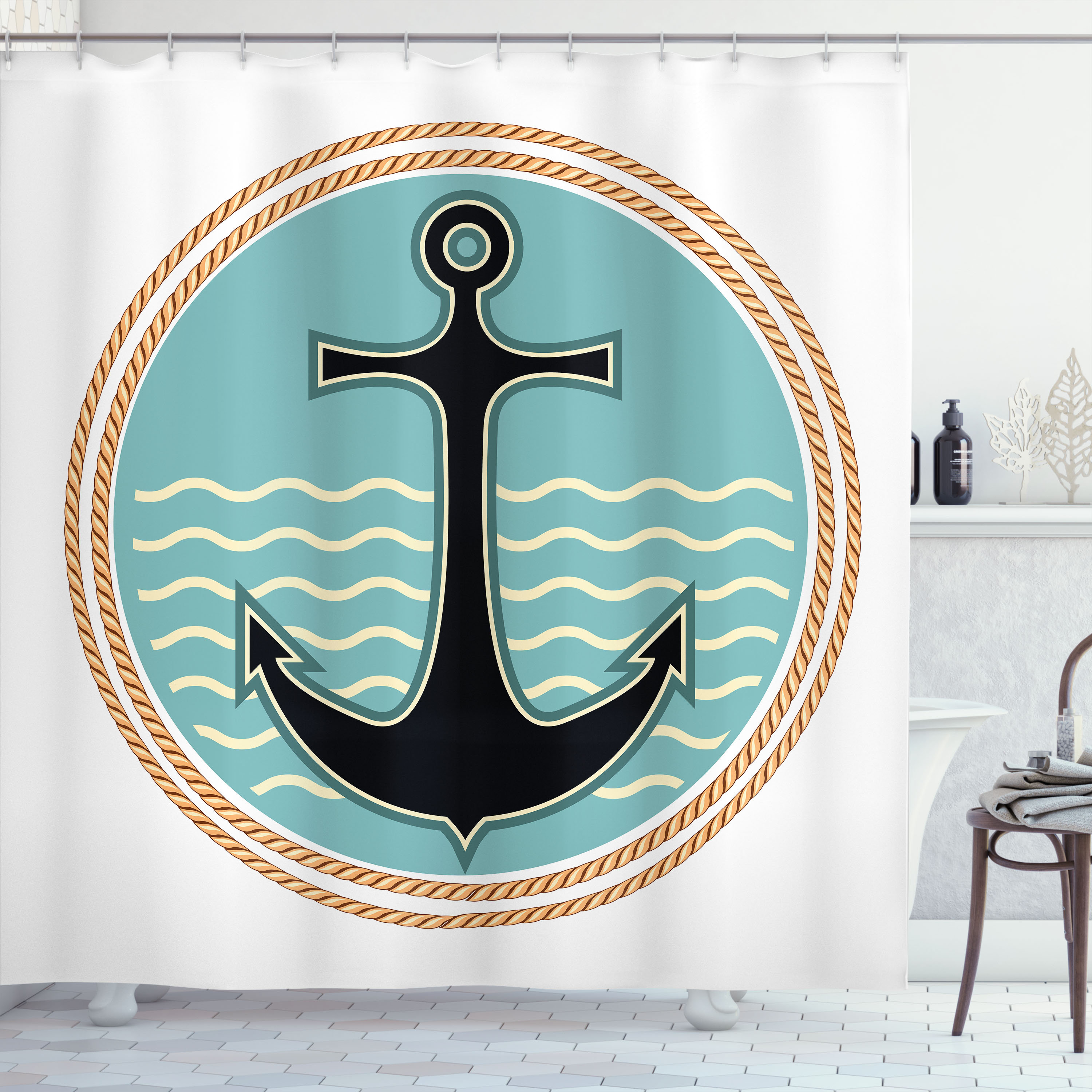 Dakota Fields Anchor Shower Curtain Nautical Design | Wayfair
