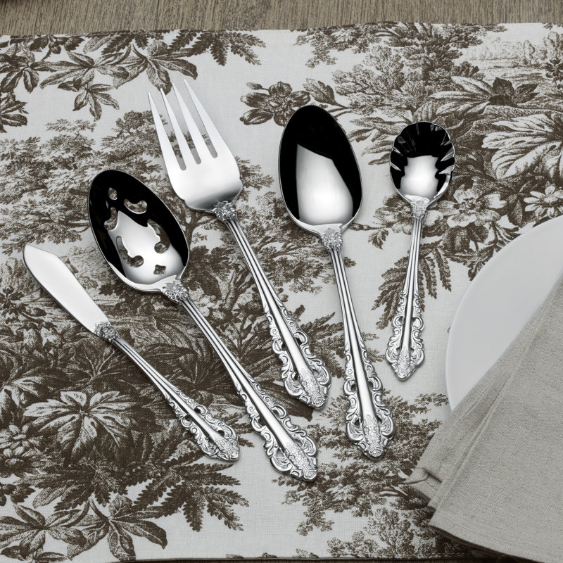 Wallace Antique Baroque 65-Piece Stainless Steel Flatware Set, Service ...