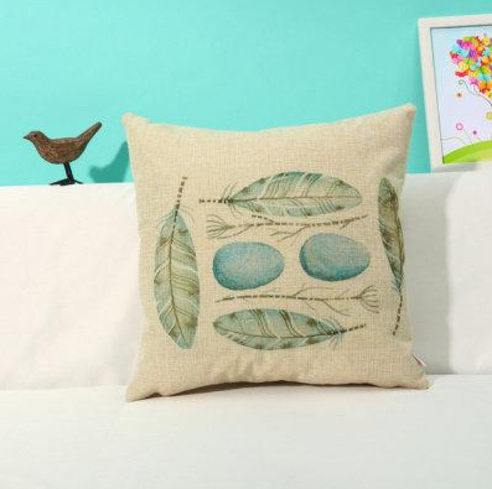 MDR Trading Inc. Blue Eggs And Feathers With Feather Down Insert Pillow ...