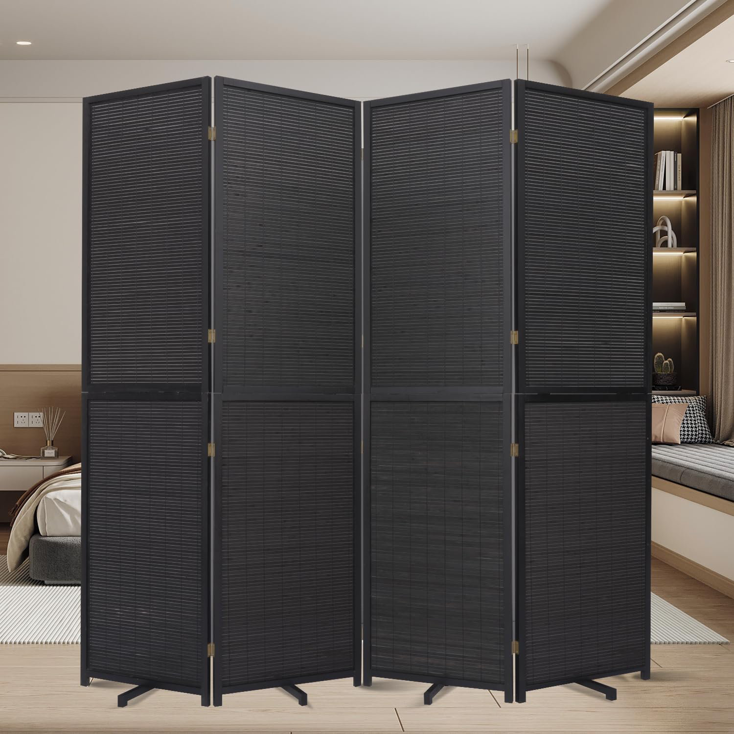Bayou Breeze Bamboo Room Divider Folding Privacy Screens, Wall Divider ...