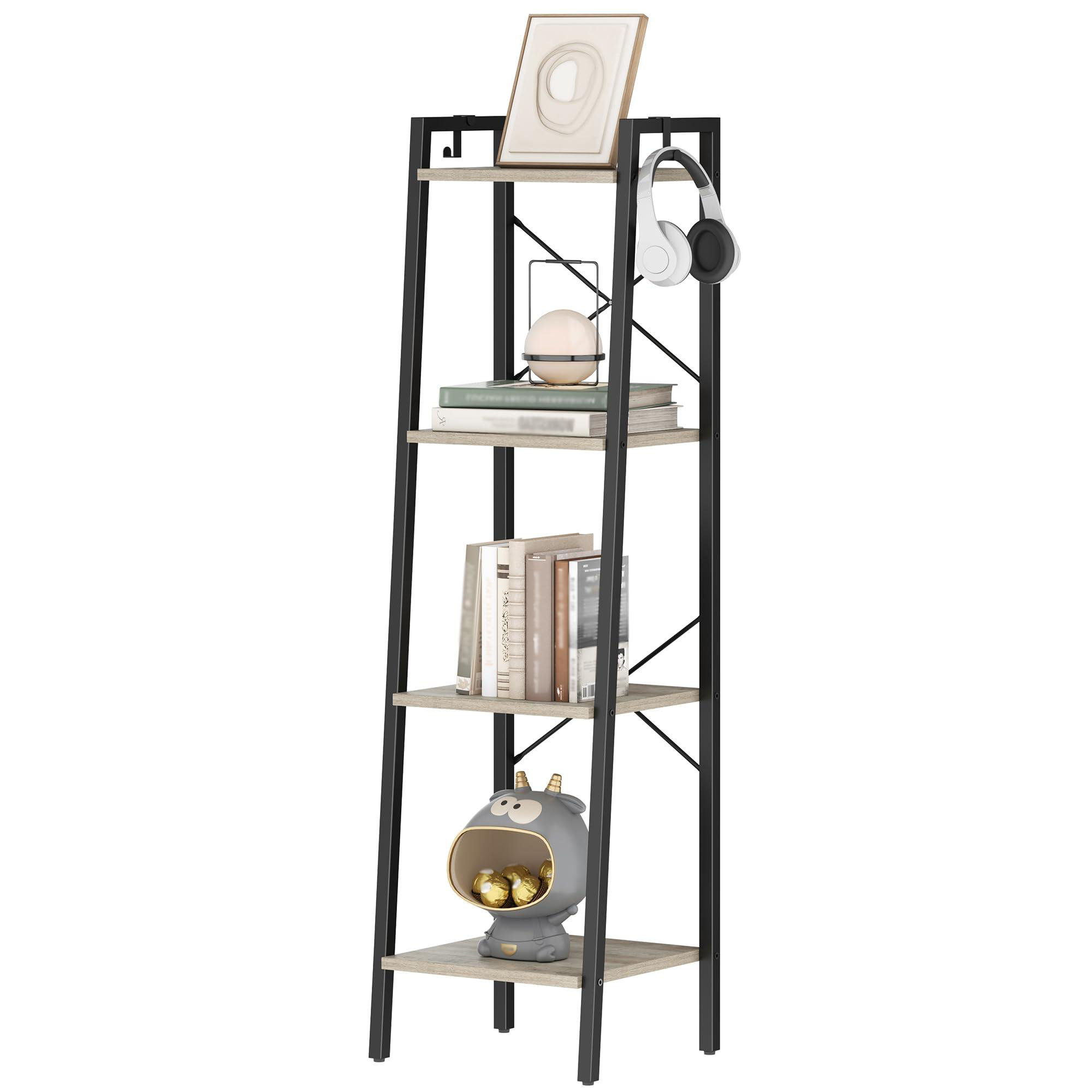 Corrigan Studio® Ladder Shelf Bookshelf, Freestanding Corner Storage ...