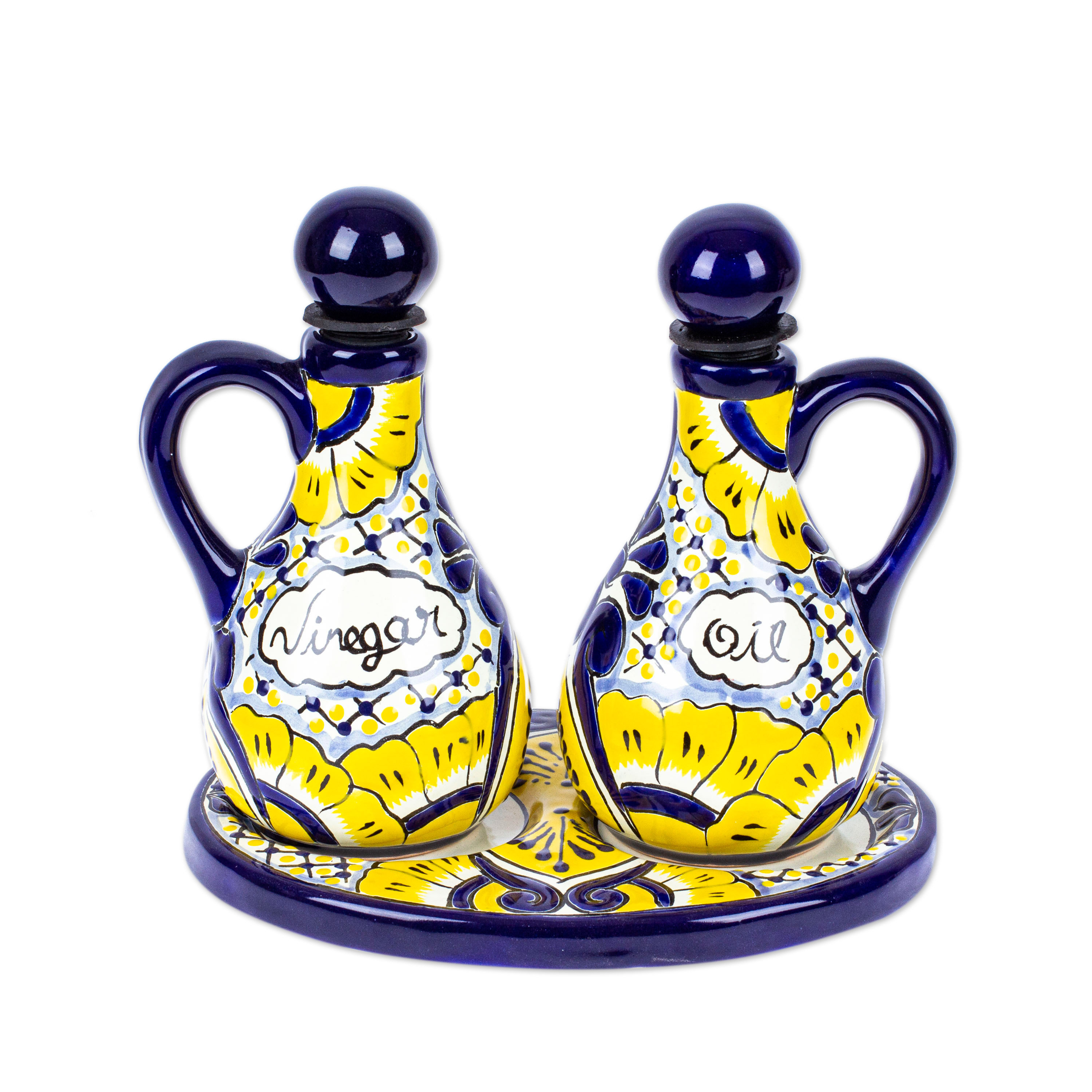 Novica Handmade Sunny Salad Ceramic Cruet Set (3 Pieces) | Wayfair