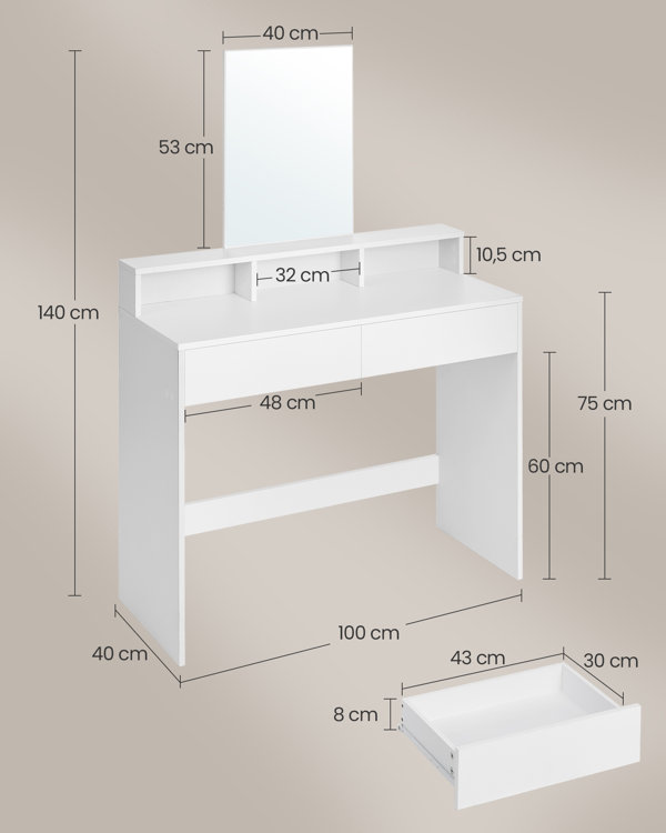 Ebern Designs Merujan 100 cm Dressing Table with Mirror & Reviews ...