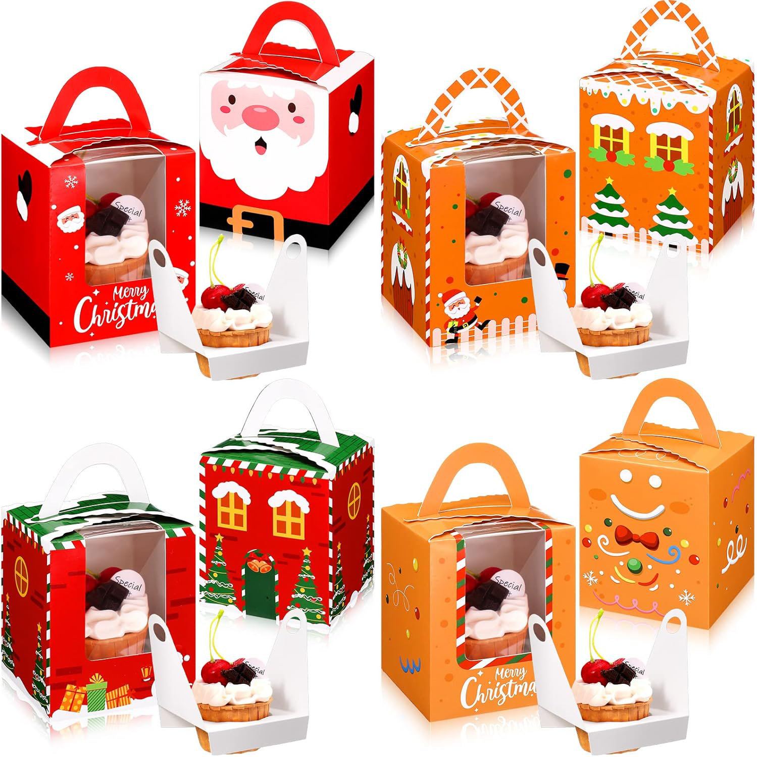 The Holiday Aisle® 24 Pcs Christmas Cupcake Boxes Christmas Cookie ...