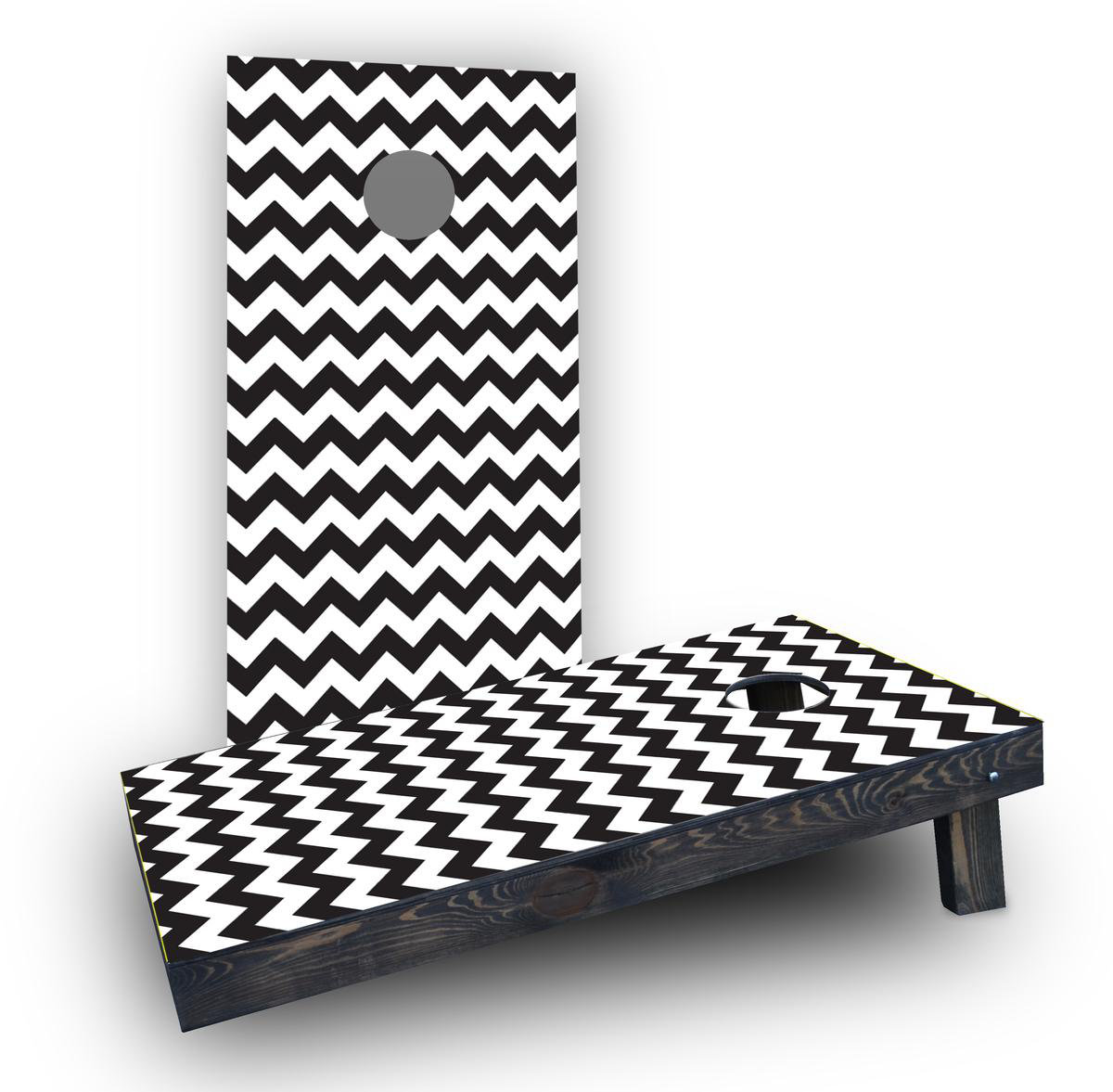 Custom Cornhole Boards Chevron Pattern - Black Cornhole Boards ...