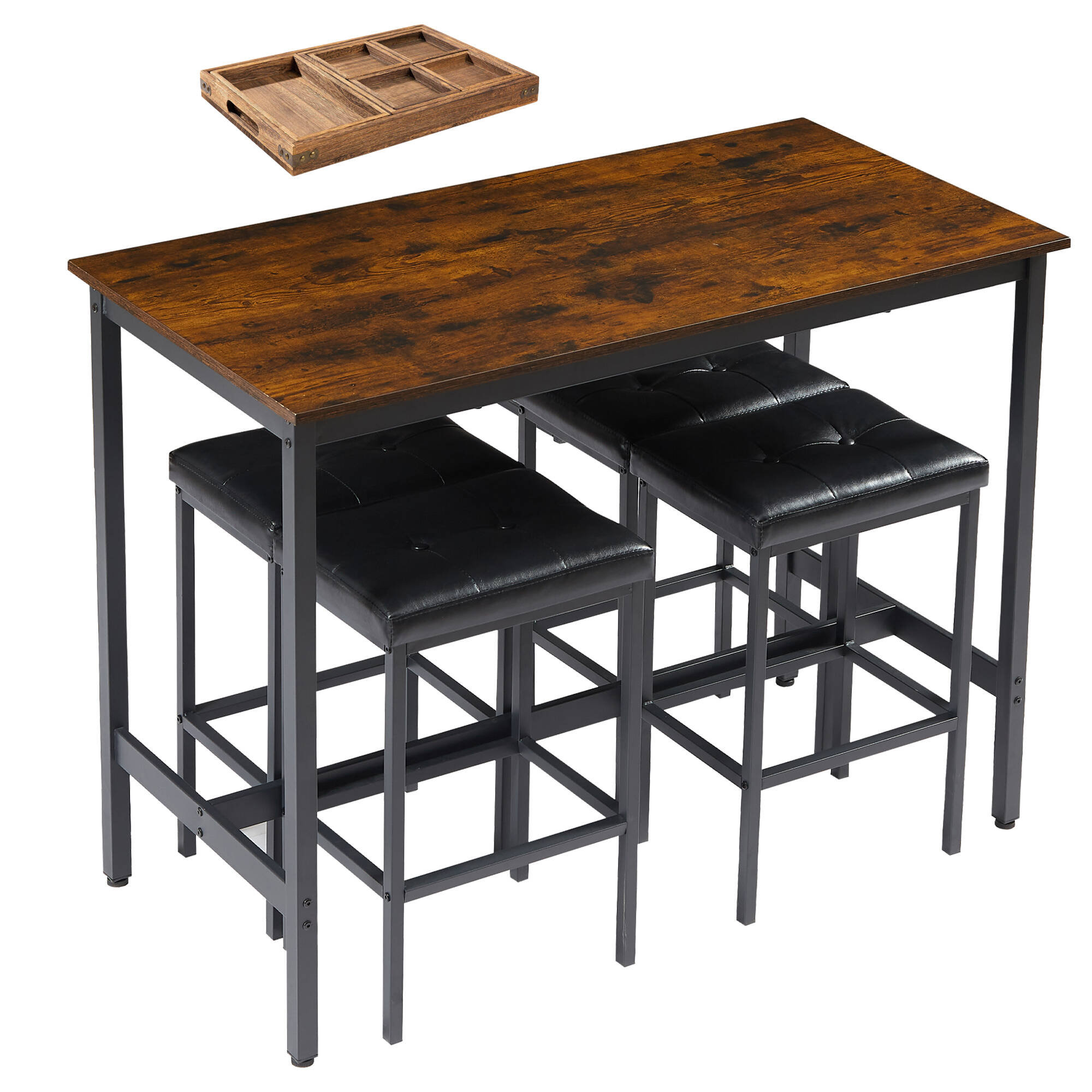 17 Stories Industrial style bar table. Equipped with a bar table, four ...