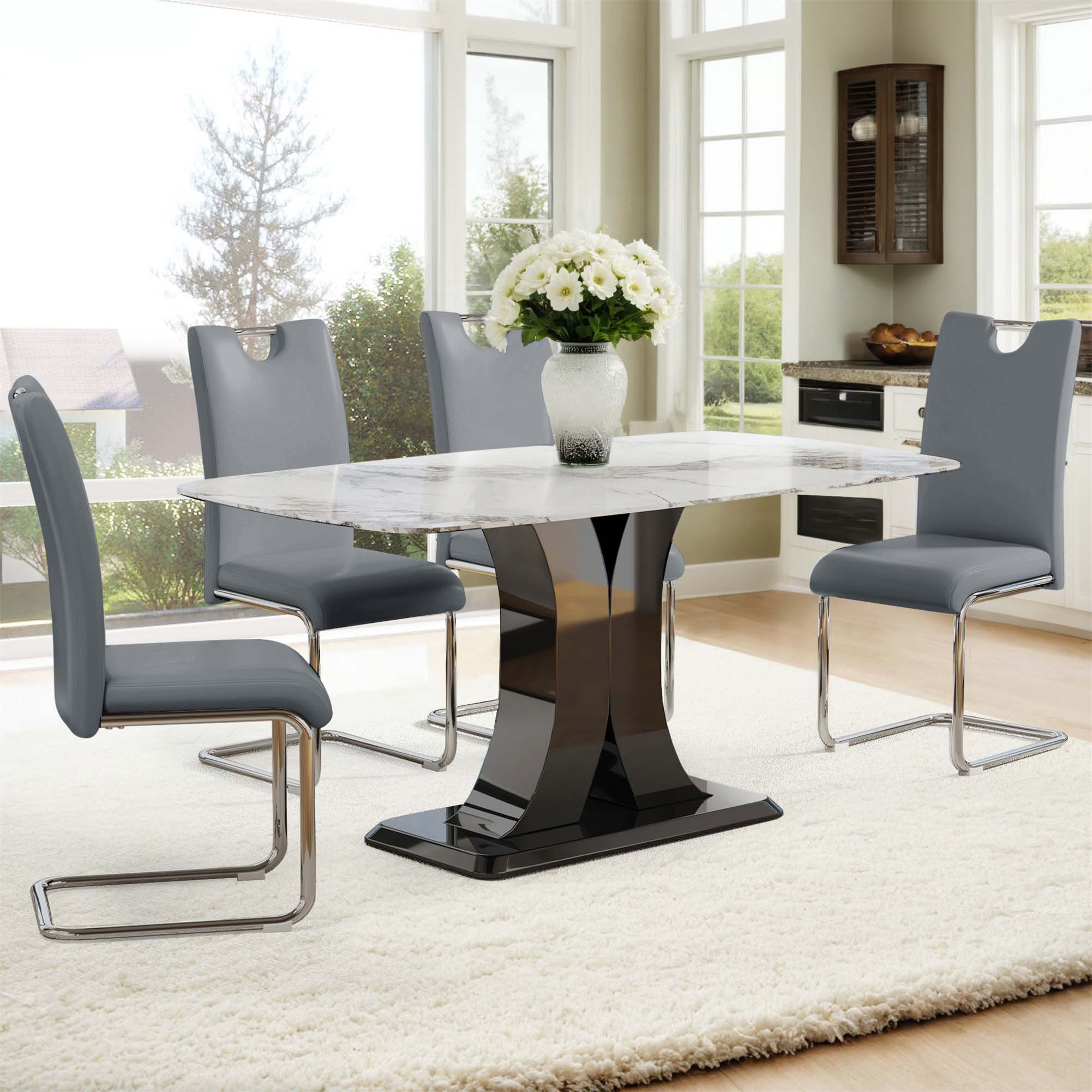 Brayden Studio® Ileta Modern Dining Table Set With Convertible Base ...