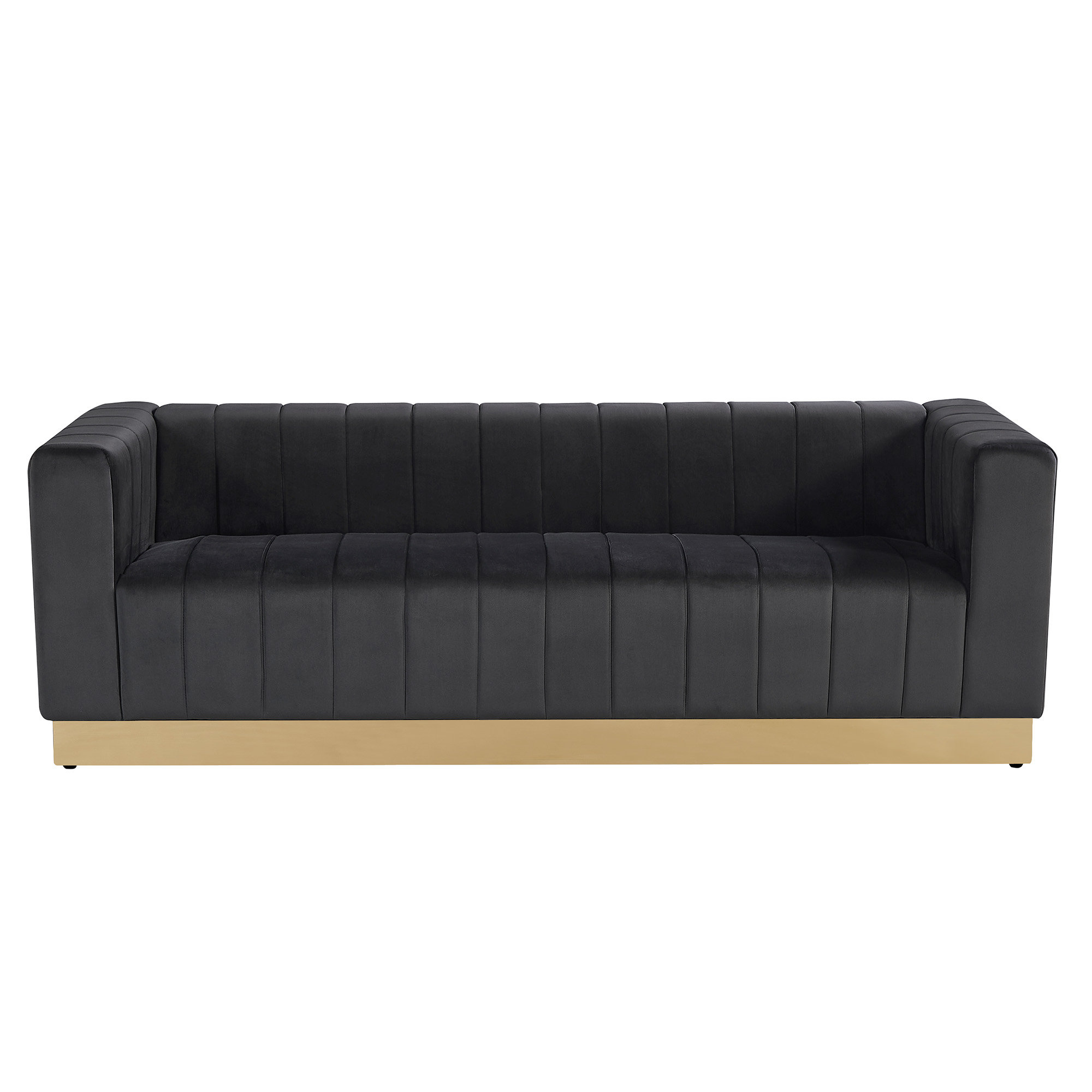 Everly Quinn Rosio Foxy Velvet Sofa Fully Assembled & Reviews | Wayfair