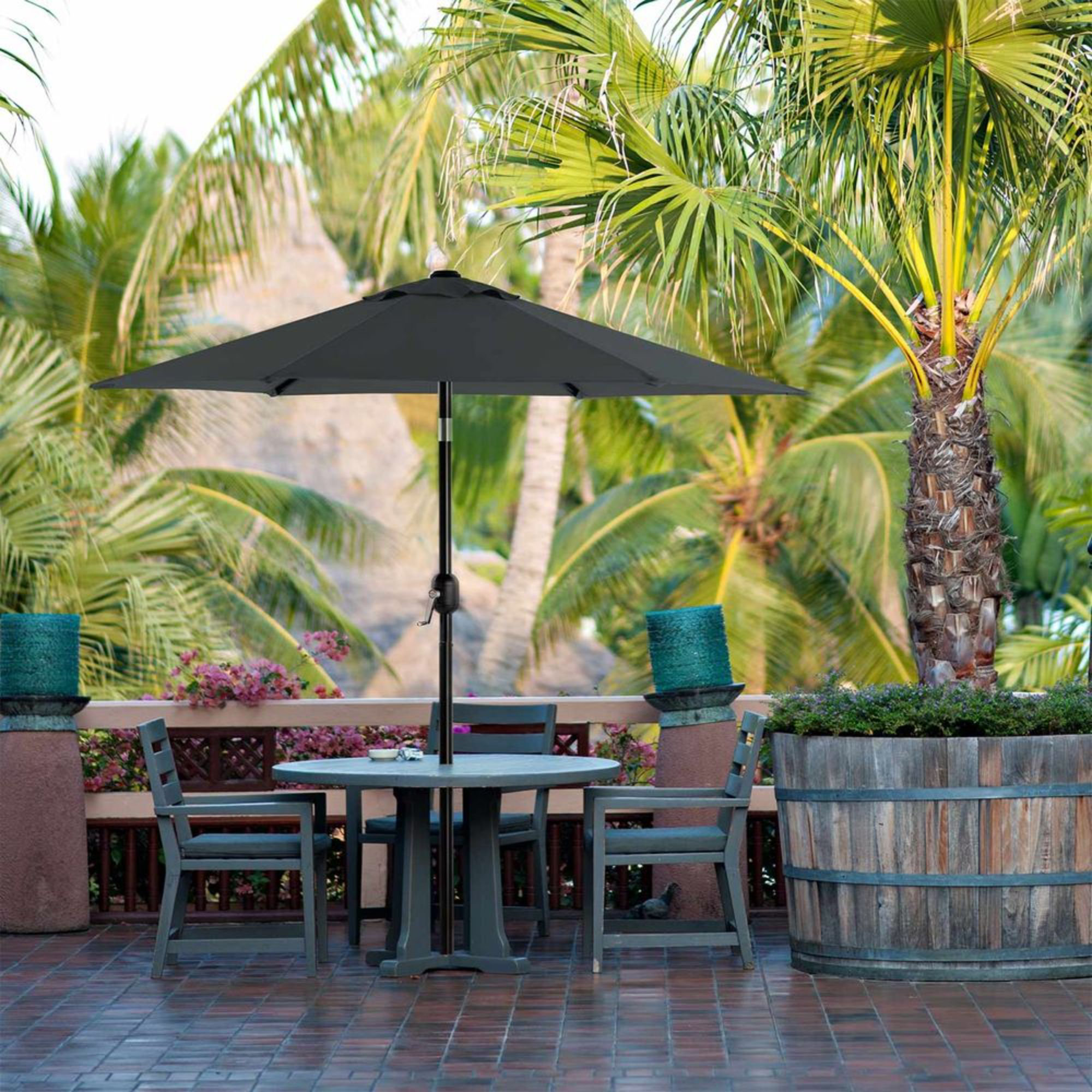 Arlmont & Co. Shavante 74.8'' Beach Umbrella with Fabric Counter ...