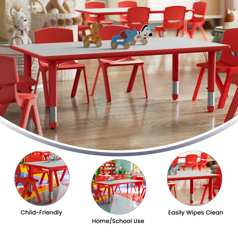 Flash Furniture Goddard Plastic Adjustable Height Kids Activity Table ...