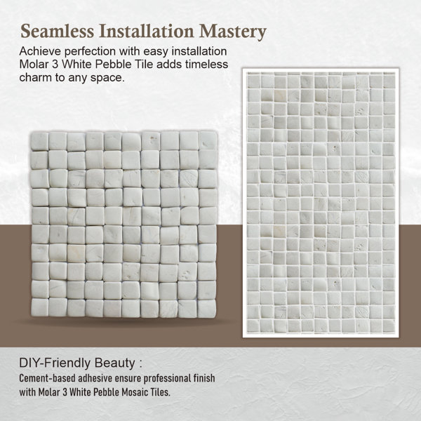 b.o.i Florida 12" x 12" Natural Stone Grid Pebble Mosaic Wall Tile ...