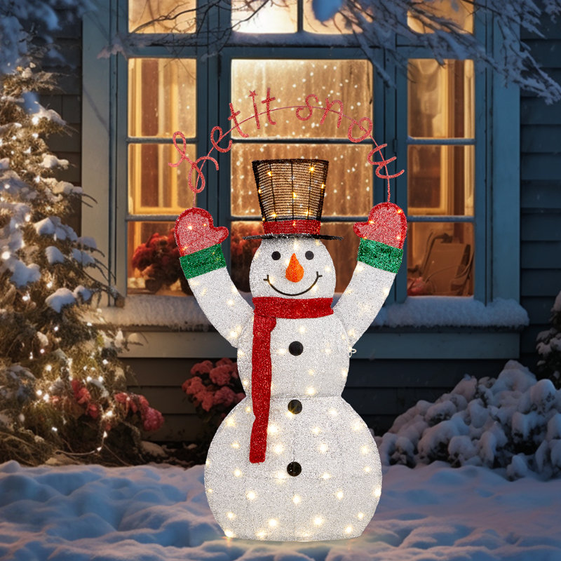 The Holiday Aisle® Lighted Snowman 2d Christmas Decoration & Reviews ...