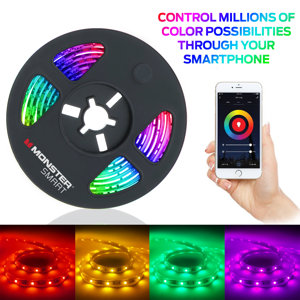 Monster Smart 6.5 ft Multicolor LED Light Strip, Mobile App Control ...