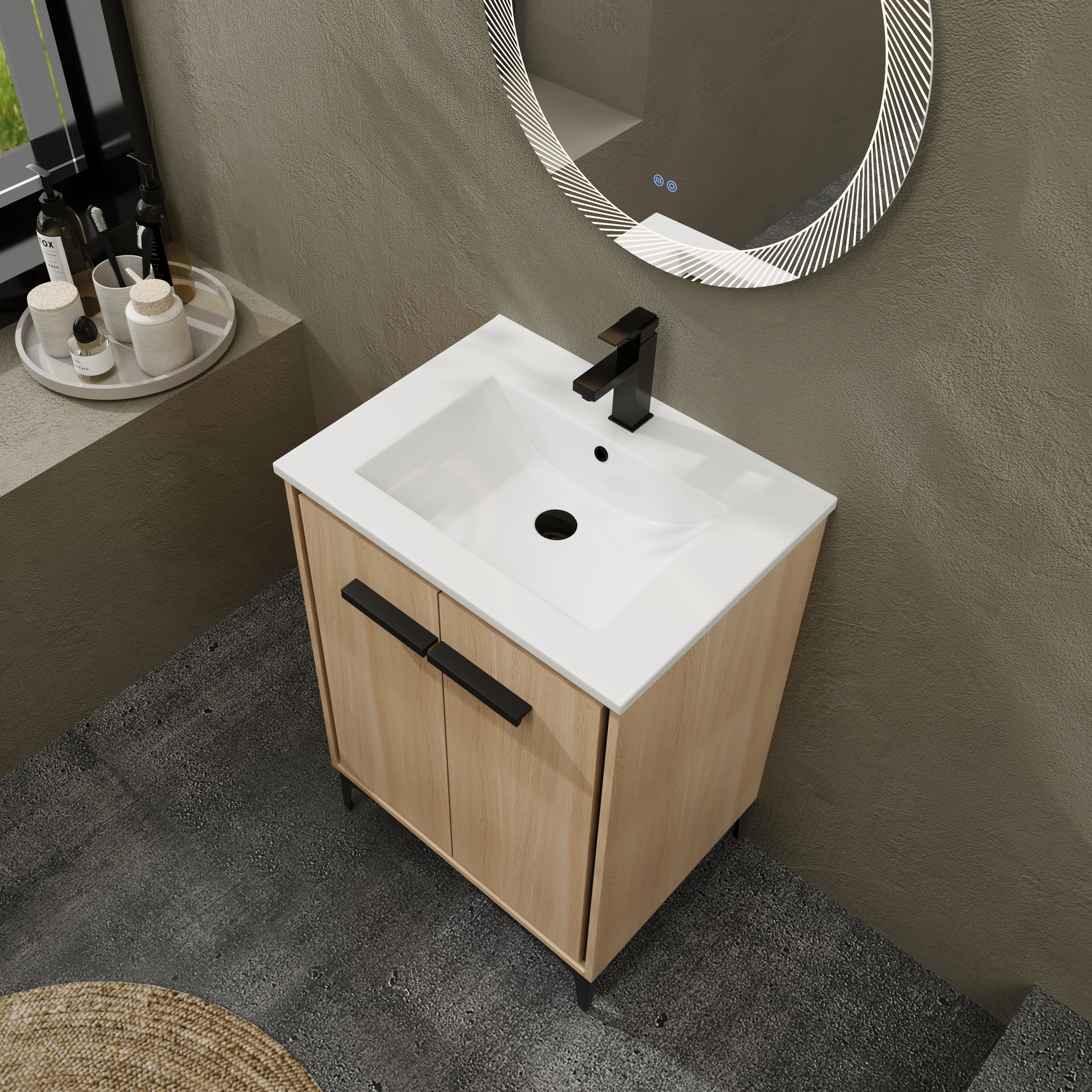 17 Stories Bathroom Vanity Base with basin, Storage Cabinet with Doors ...