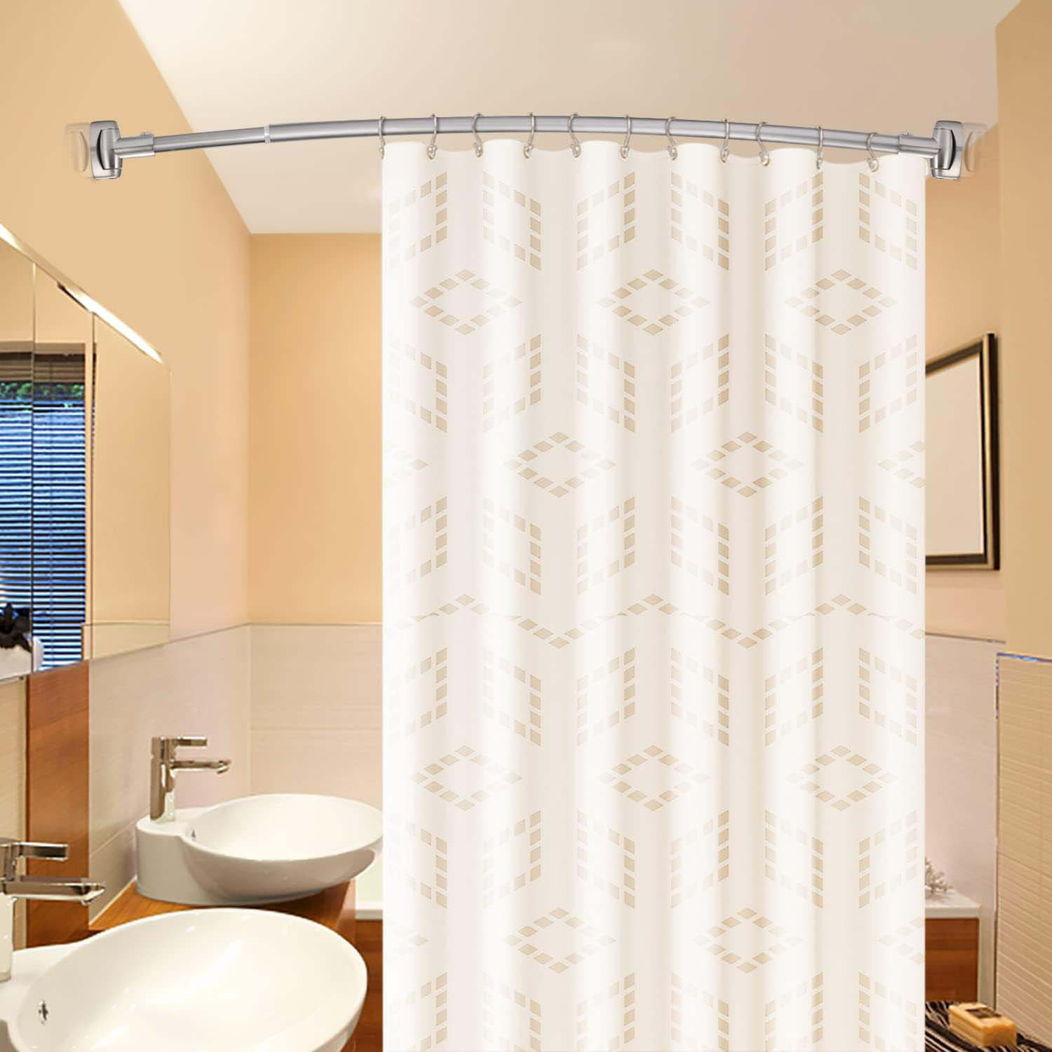 BEFIHO Curved Shower Curtain Rod, Round 42-73 Inches Shower Rods For ...