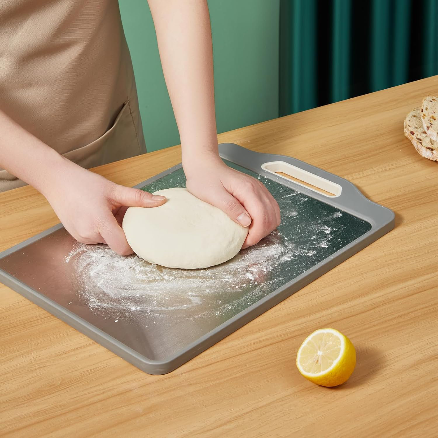 THIROX Stainless Steel Cutting Boards For Kitchen,Double Sided Cutting Board With Handle ...