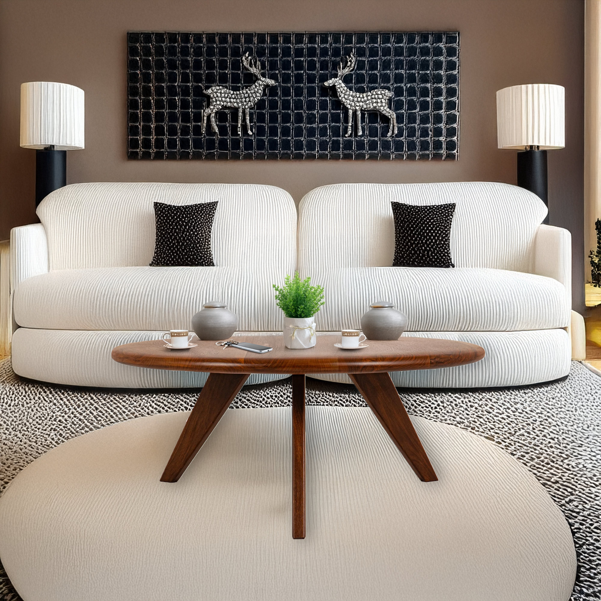 SpiritHome Handmade Walnut Solid Wood Round Coffee Table - Wayfair Canada