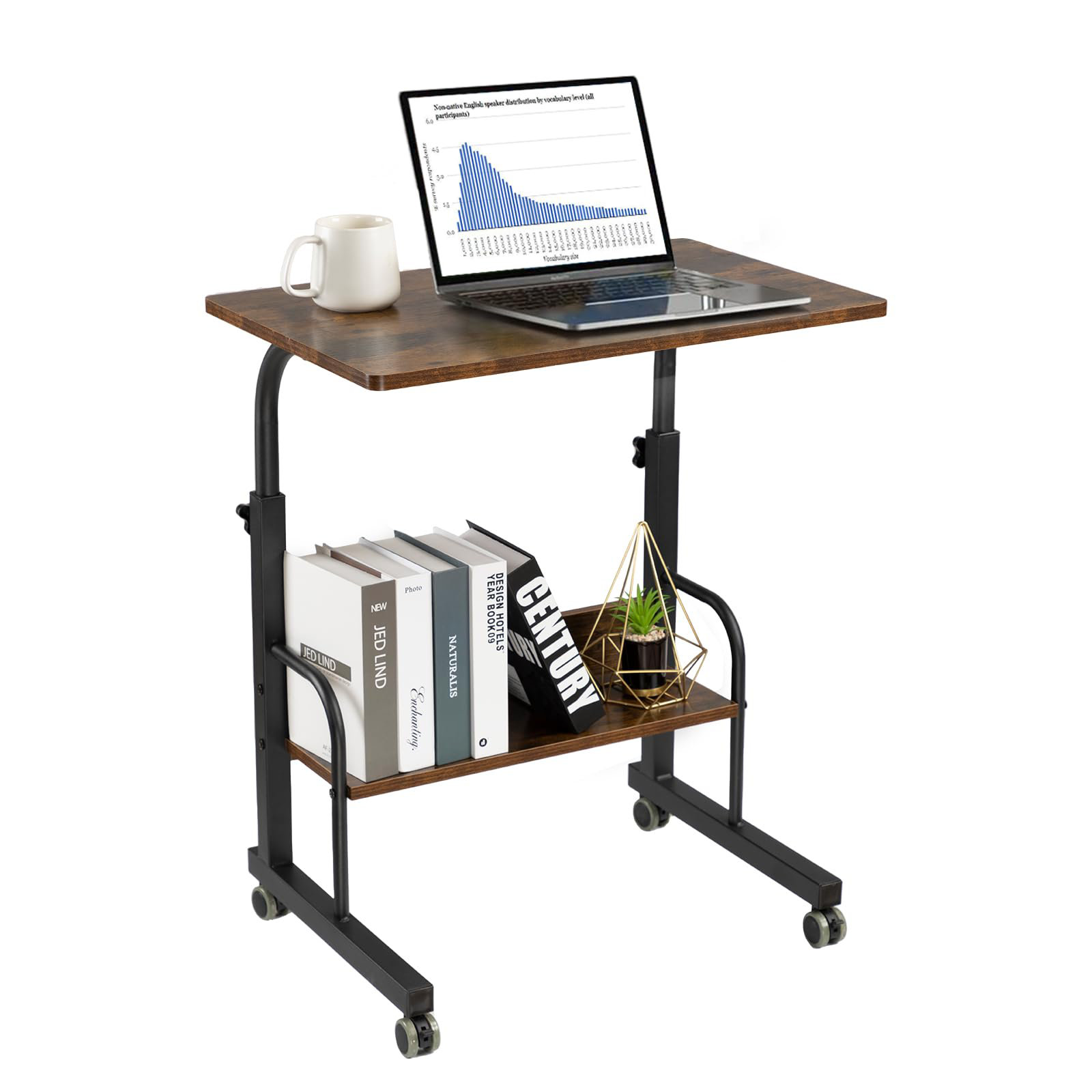 17 Stories Mobile Laptop Cart, Rolling Desk Adjustable Height, Rolling ...