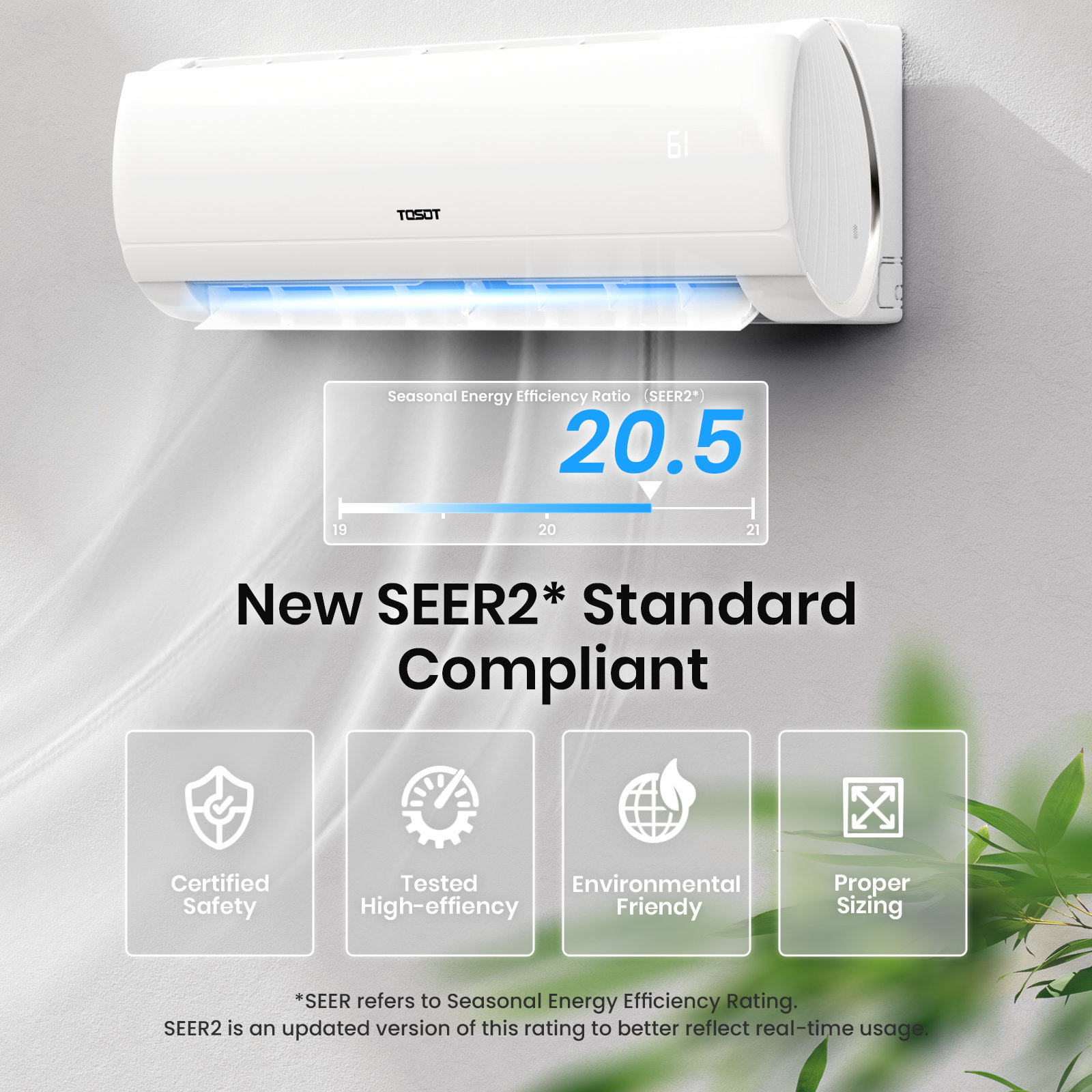 Tosot 9,000 BTU Wi-Fi Connected Mini-Split Air Conditioner with Heater ...