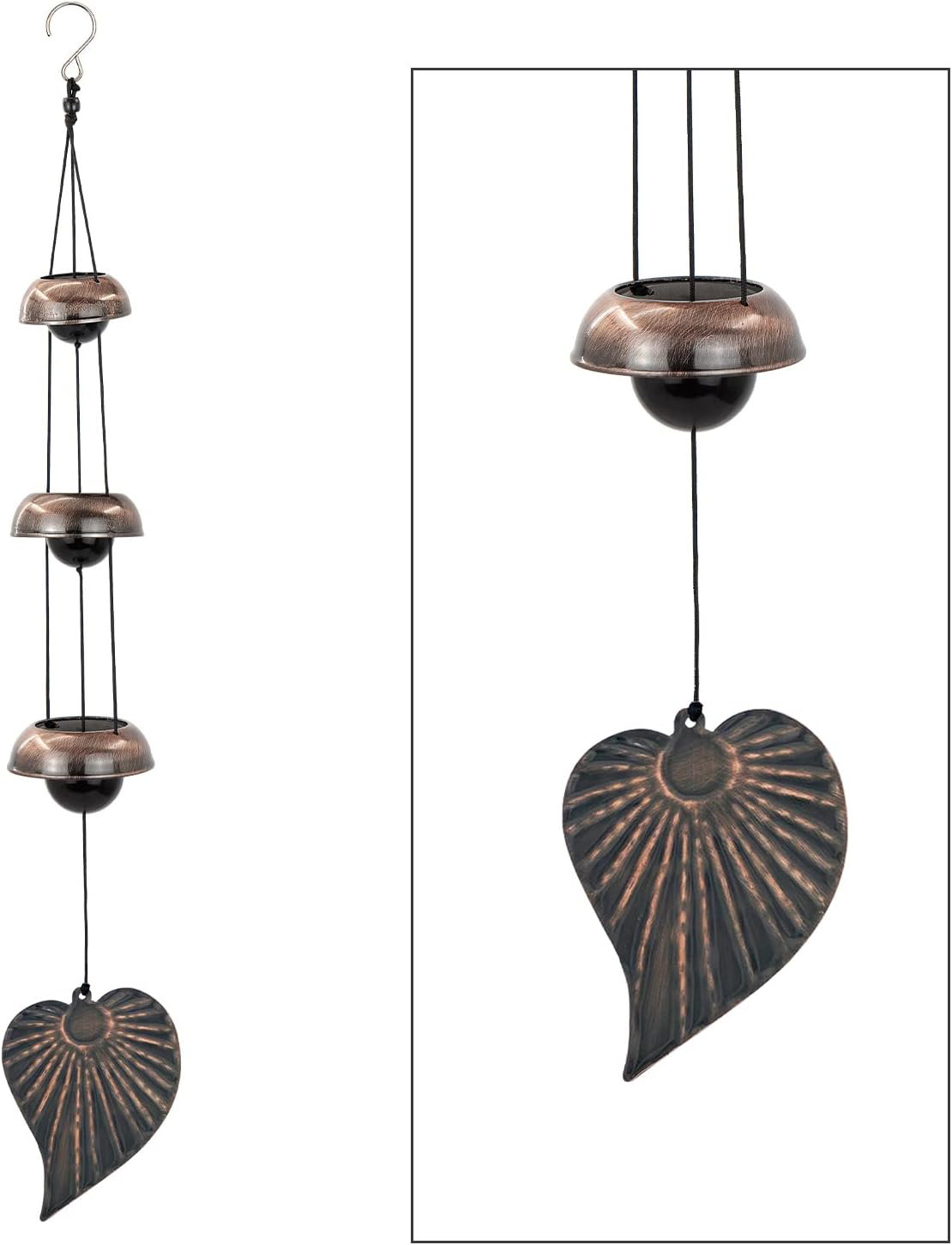 Arlmont & Co. Three Bodhi Leaves Copper Wind Chime With 3 Bells - 26 ...