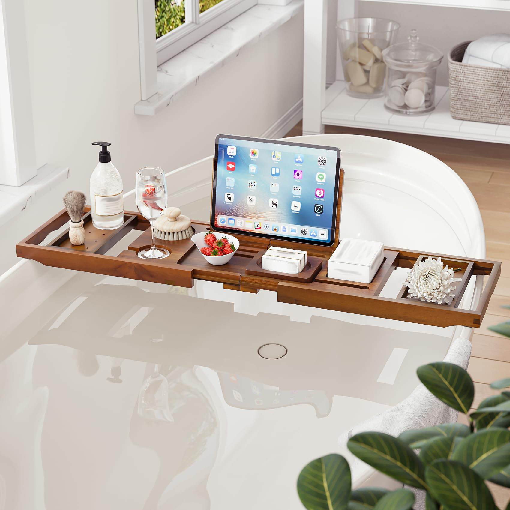 Foundry Select Premium Foldable Teak Bathtub Tray | Wayfair