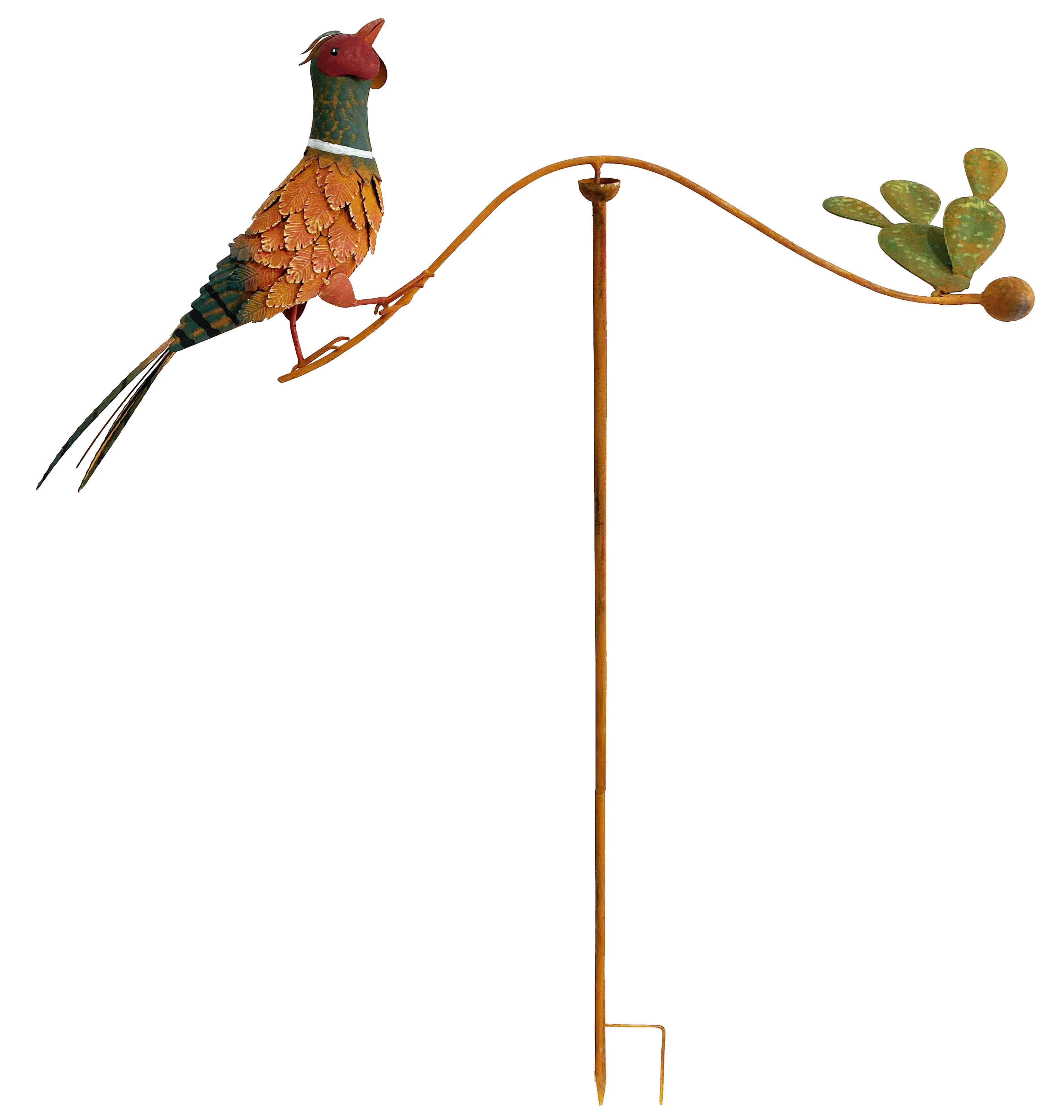 Lark Manor Ryden Rustic Pheasant And Cactus Balancer Garden Stake ...