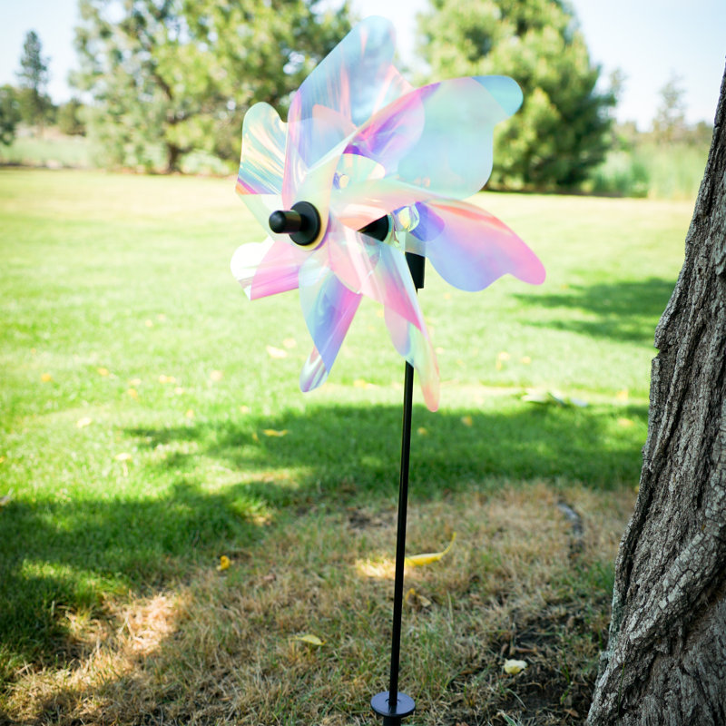In The Breeze Striped Iridescent Pinwheel Spinner | Wayfair