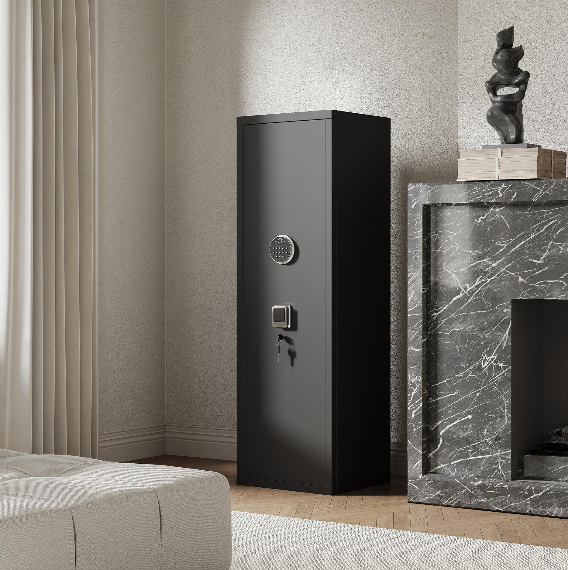 HOSSEJOY Large Gun Safe Cabinet With 3 Pistol Pouches, Heavy Duty ...