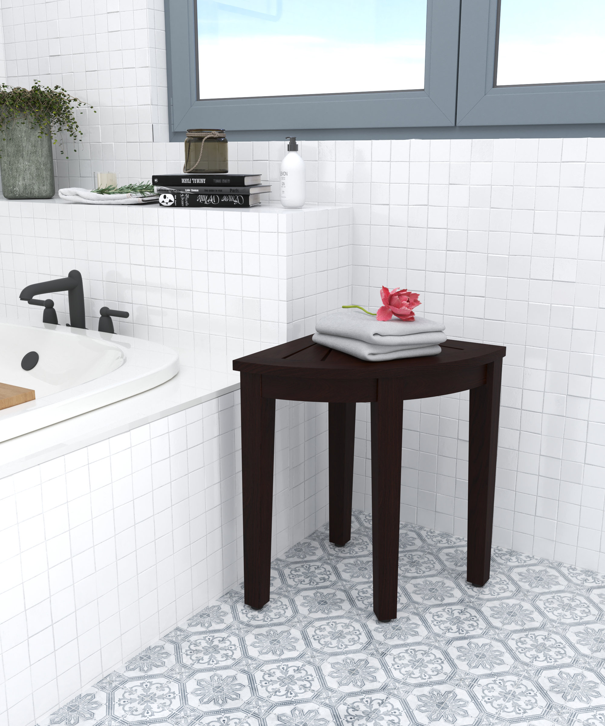 Aqua Teak 13" Kai Mist-Shield Angled Corner OptiAREA Teak Shaving ...