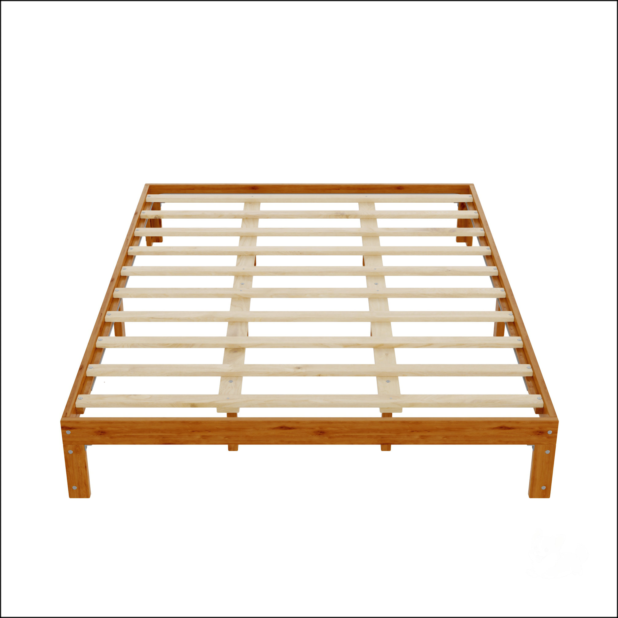 Ebern Designs Queen Size Wood Platform Bed Frame-12 Inch Solid Wood ...