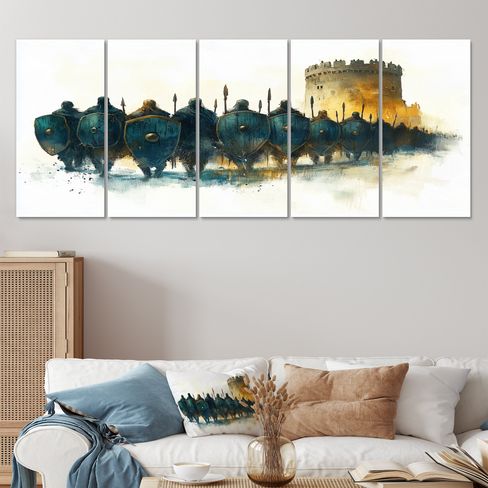 Charlton Home® Vikings Shield Wall Stronghold - Vikings Art Canvas Wall ...