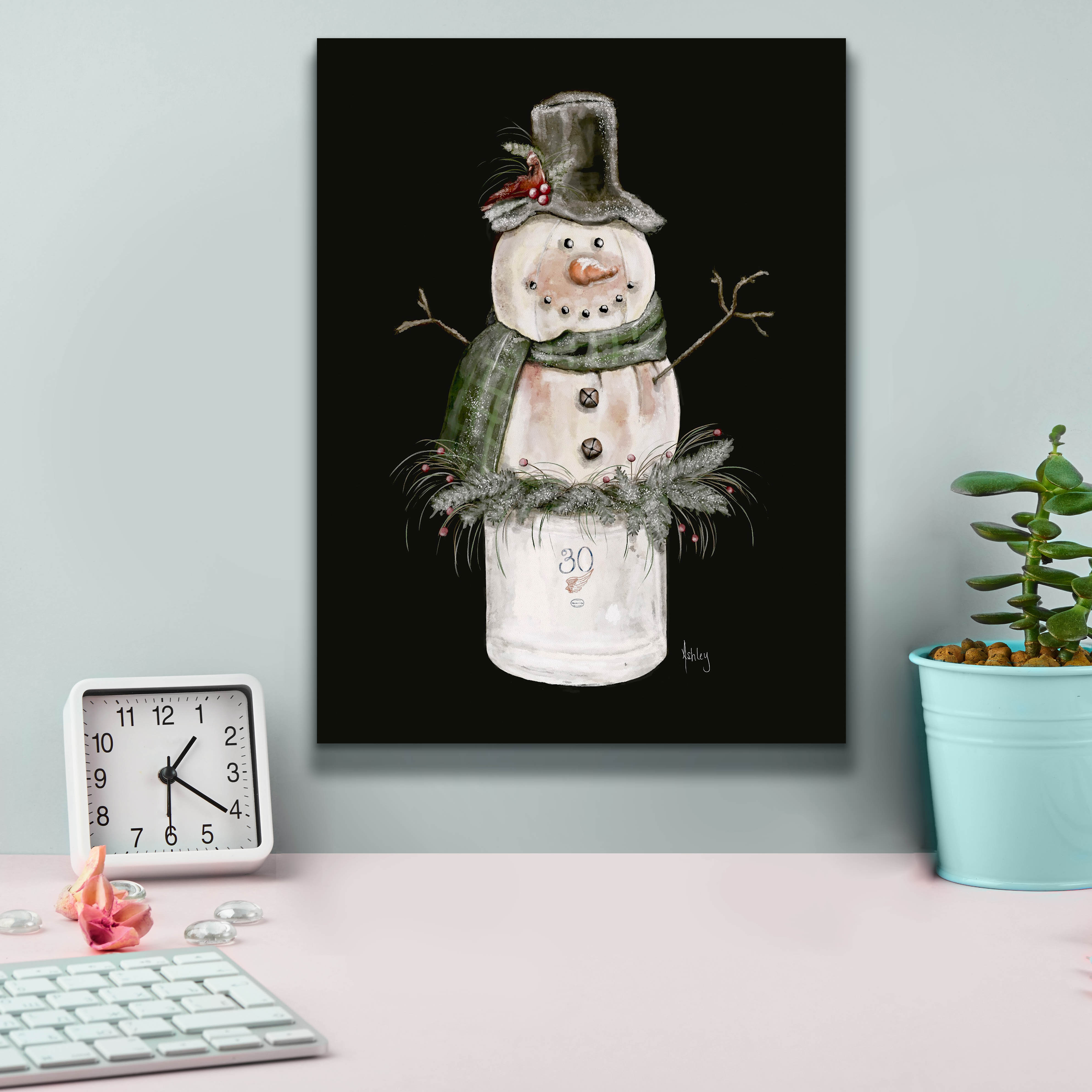 Epic Graffiti 'Snowman In A Crock' by Ashley Bradley Canvas Wall Art ...