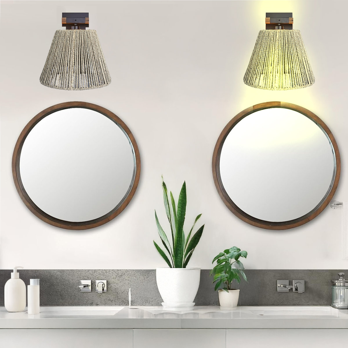 Bayou Breeze Farmhouse Water Hyacinth Drum Lamp Shades for Table Lamps ...