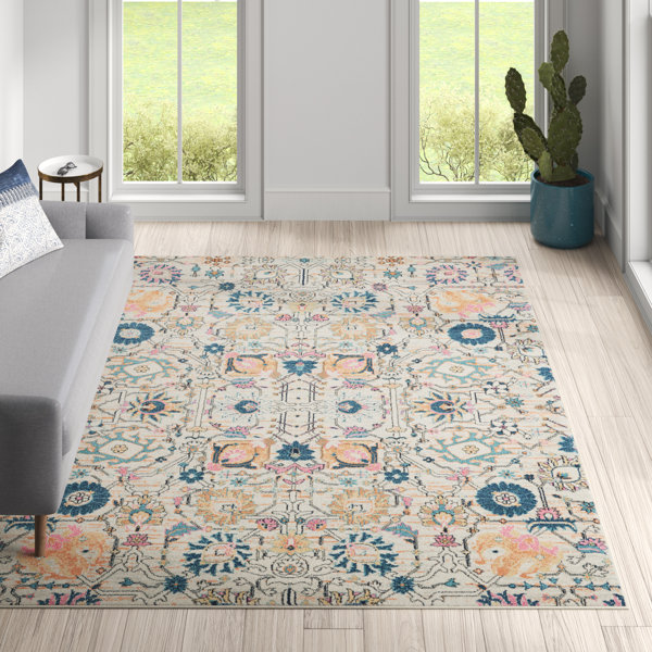 Mistana™ Doyon Floral Ivory/Yellow/Blue Area Rug & Reviews | Wayfair