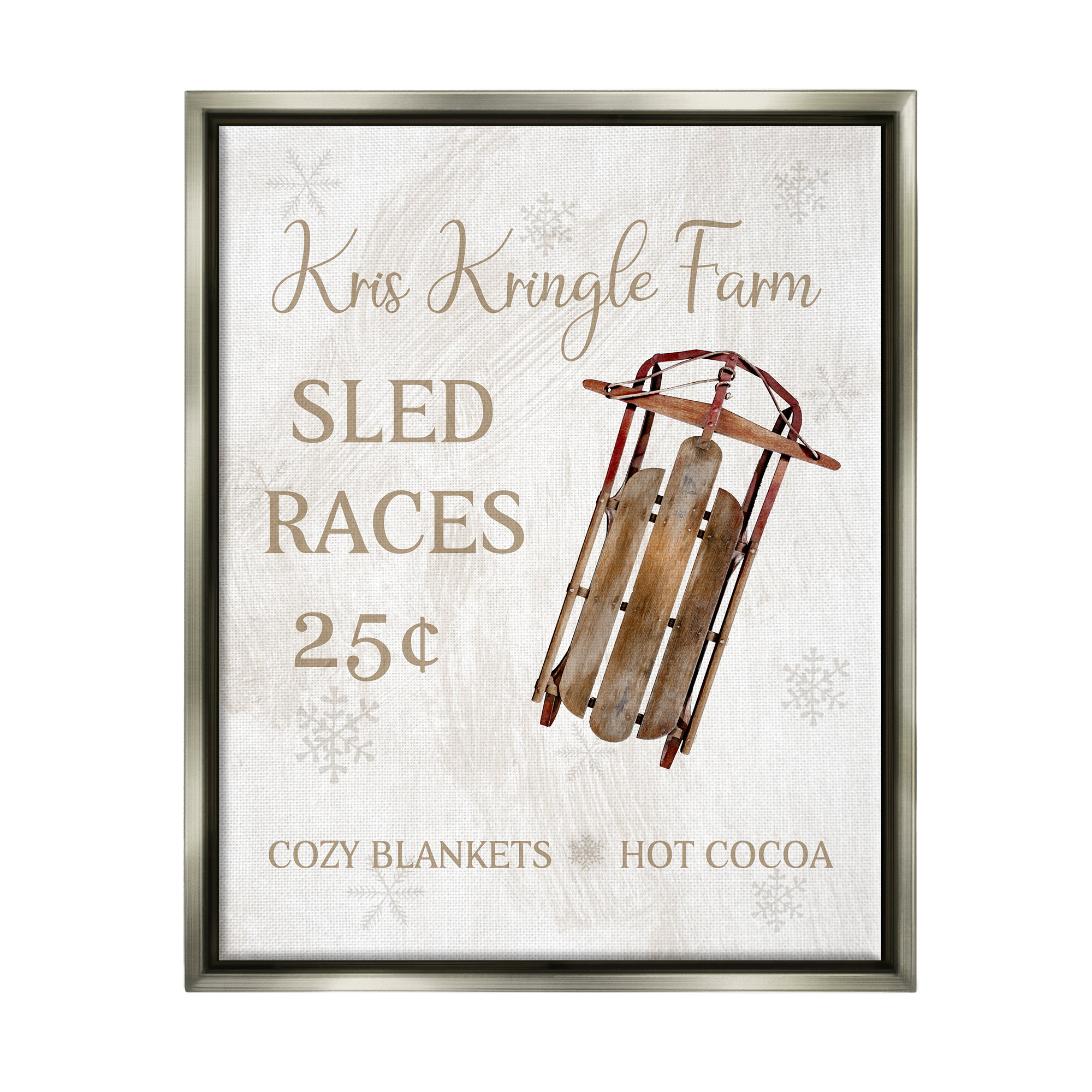 Stupell Industries Ba-795-Floater Sled Races Holiday Sign Framed On ...