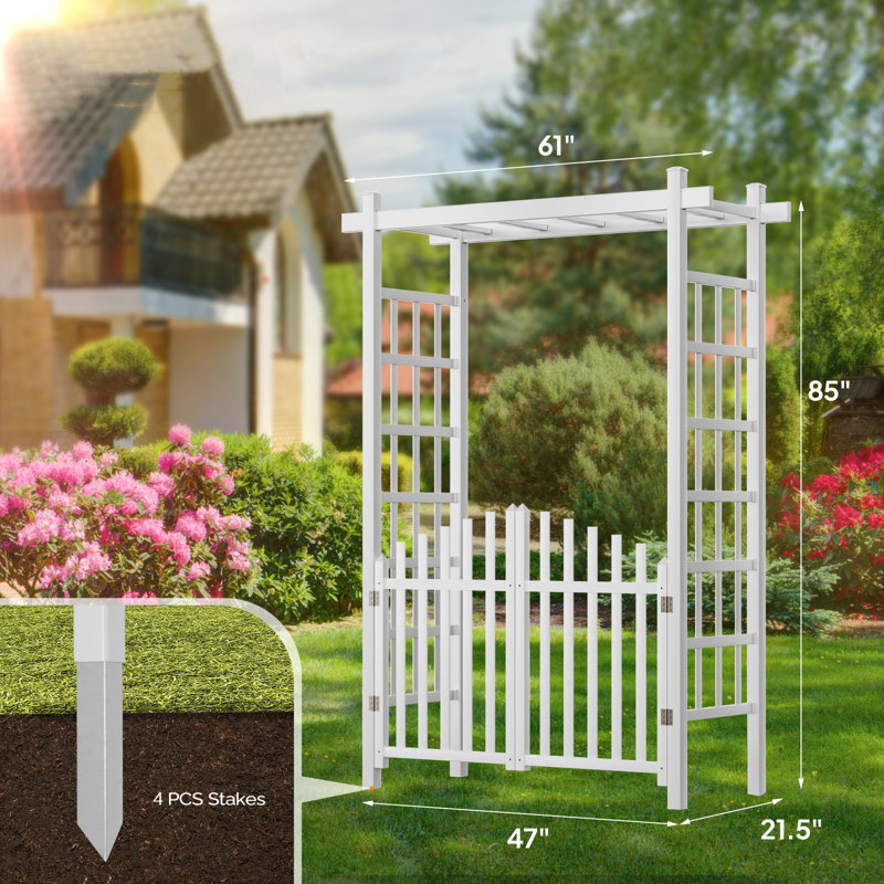 Winado 85 In. Pvc Garden Arbor With Gate & Reviews | Wayfair