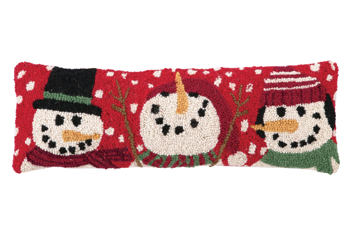 Peking Handicraft 3 Snowmen Wool Hook Holiday Throw Pillow & Reviews ...